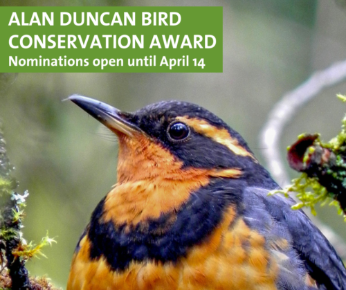 Nominations now closed - Alan Duncan Bird Conservation Award - Stanley ...